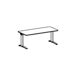 Sch&auml;fer Shop Sch&auml;fer Shop Genius Schreibtisch ERGOSTYLE S, Rechteck, elektrisch h&ouml;henverstellbar, einstufig, C-Fu&szlig;, B 1800 x T 800 x H 715-1182 mm, inkl. Memory Master, Ahorn/wei&szlig;aluminium