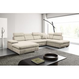 Wohnlandschaft WERK2 "Cordoba inkl. Bett, Bettkasten & Kopfteilfunktion, Breite 359 cm", beige, B:359cm H:86cm T:232cm, Sofas, Wohnlandschaft