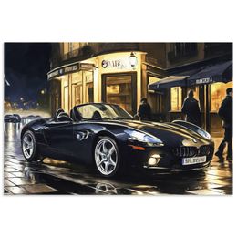 Wandbild Artland "BMW Z8 nachts in Paris", schwarz (farbe bild(er): farbig), B:120cm H:80cm, Alu Dibond, Bilder, als Alubild, Leinwandbild, Poster, Wandaufkleber in verschied. Gr&ouml;&szlig;en