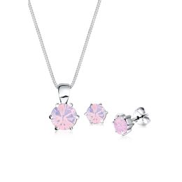 Schmuckset Elli "925 Sterling Silber, mit Kristallen von Swarovski", rosa, Schmuck_Sets, Damen, onesize,mit Stein, Silber 925 (Sterlingsilber), Schmuckset