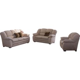 Polstergarnitur COTTA "Casino, Sofa Set, 3-2-1 Sitzer, Wohnzimmer Garnitur", mud, H:88cm T:92cm, FSC-zertifizierter Holzwerkstoff, Sitzm&ouml;bel-Sets, Sessel, 2-Sitzer, 2,5-Sitzer, hohe R&uuml;ckenlehne