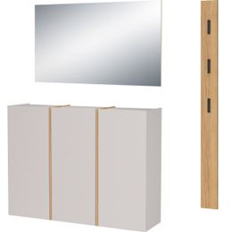 Garderoben-Set Germania "GW-Libbiano Plus", kaschmir, navarra, eiche, nachbildung, B:168cm H:200cm T:38cm, Glas, Holzwerkstoff, Metall, Kastenm&ouml;bel-Sets, 3-tlg. Set
