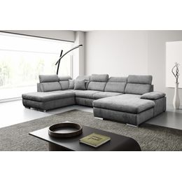Wohnlandschaft WERK2 "Cordoba inkl. Bett, Bettkasten & Kopfteilfunktion, Breite 359 cm", grau, B:359cm H:86cm T:232cm, Sofas, Wohnlandschaft