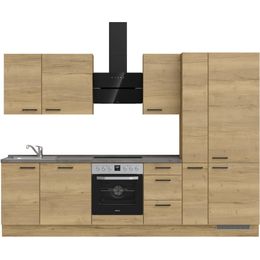 K&uuml;chenzeile Nobilia "Structura II", NEU: individuell anpassbar mit gratis Profi-Beratung", braun (k&uuml;che: braun, korpus: eiche sierra nachbildung, arbeitsplatte: beton schiefergrau nachbildung), B:300,3cm H:216,6cm T:60cm, Komplettk&uuml;chen-Sets, K&uuml;chenzeile, vormontiert, Breite 300 cm, Ausrichtung w&auml;hlbar, wahlw. mit E-Ger&auml;ten