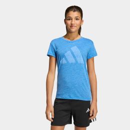 T-Shirt adidas Sportswear "ESSENTIALS KIDS", M&auml;dchen, Gr. 128, ray blau, wei&szlig;, Obermaterial: 50% Polyester, 25% Baumwolle, 25% Viskose, normal, Rundhals, Shirts T-Shirt