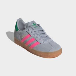 Sneaker adidas originals "GAZELLE", M&auml;dchen, Gr. 28, halo silber, lucid pink, gr&uuml;n, Leder, Synthetik, Schuhe Sneaker, f&uuml;r Kinder