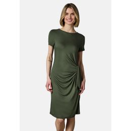 Shirtkleid Ragwear "Knotta", Damen, Gr. XS (34), Normalgr&ouml;&szlig;en, gr&uuml;n (olivgr&uuml;n), Material: 95% Viskose, 5% Elasthan, figurumspielend ca. Mitte Oberschenkel, Rundhals, &Auml;rmel ohne &Auml;rmelschlitz abgesteppte Kante, Kleider Shirtkleid, Kurzarm Sommerkleid mit seitlichem Bindeband