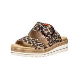 Pantolette Remonte "Remonte Pantoletten Lederimitat", Damen, Gr. 38, braun (leopard), Lederimitat, Schuhe Pantolette
