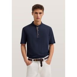 Poloshirt Bugatti, Herren, Gr. L, 390, marine, 100% Baumwolle, unifarben, normal, ohne Ausschnitt, Shirts, mit einem Stehkragen