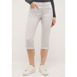 Caprijeans Angels "CICI TURN UP", Damen, Gr. 42, N-Gr, summer grau used, Denim/Jeans, Obermaterial: 89% Baumwolle, 8% Polyester, 3% Elasthan, unifarben, slim fit kniebedeckend, Jeans, mit Stretch und Aufschlag