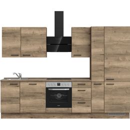 K&uuml;chenzeile Nobilia "Structura II", NEU: individuell anpassbar mit gratis Profi-Beratung", braun (k&uuml;che: braun, korpus: eiche havanna nachbildung, arbeitsplatte: eiche havanna nachbildung), B:300,3cm H:216,6cm T:60cm, Komplettk&uuml;chen-Sets, K&uuml;chenzeile, vormontiert, Breite 300 cm, Ausrichtung w&auml;hlbar, wahlw. mit E-Ger&auml;ten