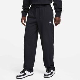 Sporthose Nike Sportswear "Nike Sportswear Club Men's Knit Open-Hem Pants", Damen, Gr. L, N-Gr, schwarz, wei&szlig;, Jersey, Obermaterial: 100% Baumwolle, unifarben, Basic lang, Hosen Sporthose, mit Logostickerei, mit Eingrifftaschen, mit Kordelverschluss