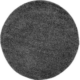 Hochflor-Teppich Carpet City "Shaggi uni 500" Gr. 9, grau (dunkelgrau), H:30mm &Oslash;:120cm, Kunstfaser, Teppiche, Shaggy-Teppich, Uni-Farben, Langflor, Weich