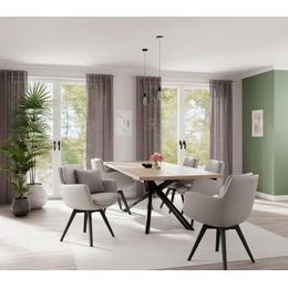 Gardine HOMING "Oskar" Gr. 1, braun (hellbraun), B:140cm H:245cm, Polyester, Gardinen, Gardine, Fertigschal