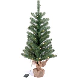 IC WINTERWORLD K&uuml;nstlicher Weihnachtsbaum "LED-Tannenbaum, k&uuml;nstlicher Christbaum", gr&uuml;n (gr&uuml;n, natur), H: 90cm bis, Weihnachtsb&auml;ume, Weihnachtsdeko mit Jutebeutel um den Betonfu&szlig;, Batteriebetrieb