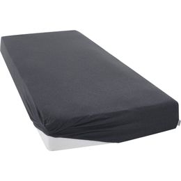 Spannbettlaken OTTO HOME "VALJE in Melange-Optik, hochwertiger Baumwoll-Jersey 130g/m&sup2;", grau (anthrazit meliert), B:90cm L:200cm, Jersey, Obermaterial: 100% Baumwolle, Bettlaken, Spannbettlaken, Baumwolle, f&uuml;r Matratzen bis 25 cm H&ouml;he, Bettlaken aus Melange-Garn