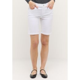 Bermudas Angels "BERMUDA TURN UP", Damen, Gr. 46, N-Gr, wei&szlig;, Denim/Jeans, Obermaterial: 89% Baumwolle, 8% Polyester, 3% Elasthan, unifarben, straight fit knielang, Hosen Bermudas, 5-Pocket-Jeansbermuda mit Aufschlag und Stretch