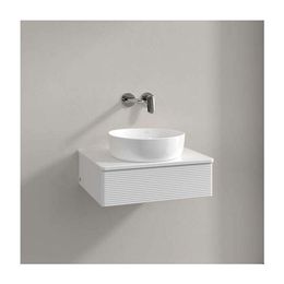 Villeroy & Boch Villeroy und Boch Antao Waschtisch-Unterschrank L07150GF mit Beleuchtung, 1 Auszug, 600 x 190 x 500 mm, Front mit Struktur, Glossy White Lacquer / Glossy White Lacquer