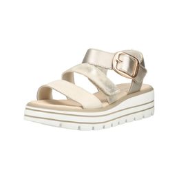 Keilsandalette Remonte "Remonte Sandalen Leder", Damen, Gr. 36, beige, gold, Leder, Schuhe