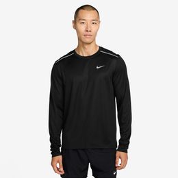 Laufshirt Nike "M NK DF UV MILER LS TOP", Herren, Gr. S, schwarz, reflec, Obermaterial: 100% Polyester, normal, Rundhals, Shirts Laufshirt, f&uuml;r Erwachsene, Kurzarm, atmungsaktiv, schnell trocknend