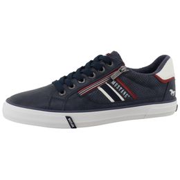 Sneaker Mustang Shoes "Giuliano", Herren, Gr. 40, navy, Lederimitat, Schuhe Sneaker, Freizeitschuh, Halbschuh, Schn&uuml;rschuh mit modischem Lochmuster