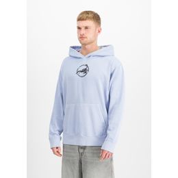 Kapuzensweatshirt Alpha Industries "US Scorpion Backprint Hoodie", Herren, Gr. L, artic blau, Obermaterial: 80% Baumwolle, 20% Polyester, regular fit, Sweatshirts