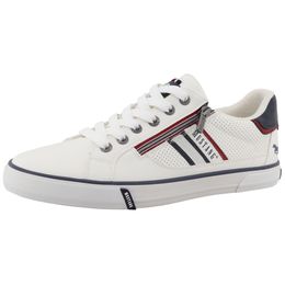 Sneaker Mustang Shoes "Giuliano", Herren, Gr. 41, wei&szlig;, Lederimitat, Schuhe Sneaker, Freizeitschuh, Halbschuh, Schn&uuml;rschuh mit modischem Lochmuster