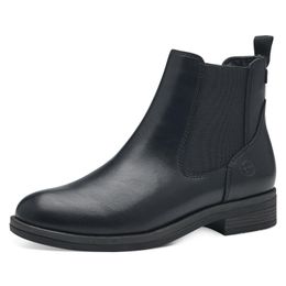 Chelseaboots Tamaris, Damen, Gr. 36, schwarz, Elastischer Einsatz, Lederimitat, schimmernd, unifarben, Schuhe Chelseaboots, Stiefelette, Businessschuh mit Blockabsatz, Chelseaboot