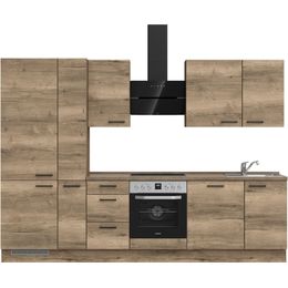 K&uuml;chenzeile Nobilia "Structura II", NEU: individuell anpassbar mit gratis Profi-Beratung", braun (k&uuml;che: braun, korpus: eiche havanna nachbildung, arbeitsplatte: eiche havanna nachbildung), B:300,3cm H:216,6cm T:60cm, Komplettk&uuml;chen-Sets, K&uuml;chenzeile, vormontiert, Breite 300 cm, Ausrichtung w&auml;hlbar, wahlw. mit E-Ger&auml;ten