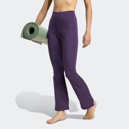 Trainingstights adidas Performance "ALL ME ESSENTIALS FLARE LEGGINGS", Damen, Gr. L, N-Gr, aurora plum, aurora plum, normal, gr., Obermaterial: 85% Polyester, 15% Elasthan, Hosen, mit ausgestelltem Bein, aus weichem und dehnbarem Strickmaterial