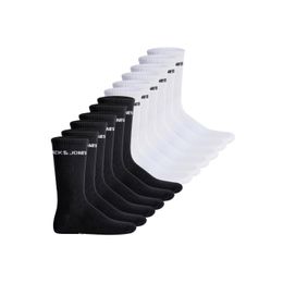 Jack & Jones Kurzsocken JACK & JONES "Socken JACLOGO 12 PACK 12er Pack", Herren, Gr. 40-46, schwarz (schwarz, wei&szlig;), Obermaterial: 72% Baumwolle CO. 26% Polyester PES. 2% Elasthan EL., Socken