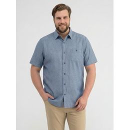 Kurzarmhemd Lerros "Kurzarmhemd, unifarben in gro&szlig;en Gr&ouml;&szlig;en", Herren, Gr. 4XL, extraweit, true blau, 80% Baumwolle, 20% Leinen, Hemden