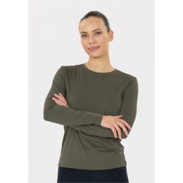 ENDURANCE ATHLECIA Langarmshirt ATHLECIA "Almi", Damen, Gr. 34, olivgr&uuml;n, 100% Polyester, unifarben, normal, Rundhals, Shirts Langarmshirt, mit feuchtigkeitsregulierender Funktion