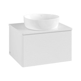 Villeroy & Boch Villeroy und Boch Antao Waschtisch-Unterschrank L29110GF mit Beleuchtung, 1 Auszug, 600 x 360 x 500 mm, Front mit Struktur, Glossy White Lacquer / Glossy White Lacquer