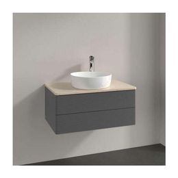 Villeroy & Boch Villeroy und Boch Antao Waschtisch-Unterschrank K19153GK 80x36x50cm, Hahnloch, Waschbeckenplattenfarbe botticino, anthracite matt lacquer