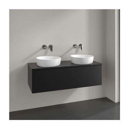Villeroy & Boch Villeroy und Boch Antao Waschtisch-Unterschrank L35050PD mit Beleuchtung, 1 Auszug, 1200 x 360 x 500 mm, Front ohne Struktur, Black Matt Lacquer / Black Matt Lacquer