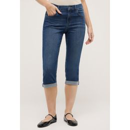 Caprijeans Angels "CICI TURN UP", Damen, Gr. 36, N-Gr, mid blau used, Denim/Jeans, Obermaterial: 89% Baumwolle, 8% Polyester, 3% Elasthan, unifarben, slim fit kniebedeckend, Jeans, mit Stretch und Aufschlag