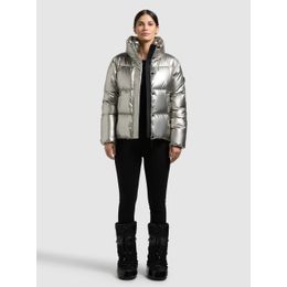 Steppjacke Khujo "RINJA2 SHINY", Damen, Gr. M, royal silber, 100% Polyester, gl&auml;nzend, regular fit, eingesetzt gerader Abschluss mit innenliegendem Gummizug, Jacken Steppjacke