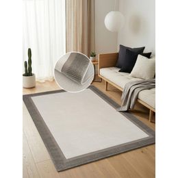 Teppich Calvin Klein home "Dark Pulse, mit Rahmen", beige, cream, B:80cm H:6mm L:150cm, Kunstfaser, Teppiche, Teppich, elegantes Design, Wohnzimmer, Schlafzimmer, Esszimmer