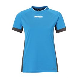 T-Shirt Kempa "Shirt PRIME TRIKOT WOMEN", Damen, Gr. L, blau (Kempablau, anthra), Obermaterial: 100% Polyester PES., Shirts T-Shirt
