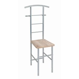 CARRYHOME Herrendiener, Silber, Eiche, Metall, Holzwerkstoff, 46x109x46 cm, Schlafzimmer, Herrendiener