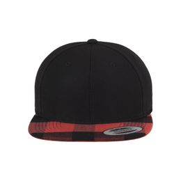 Snapback Cap Flexfit "Flexfit Snapback Checked Flanell Peak Snapback", Herren, Gr. onesize, balck, rot, 80% Polyacryl, 20% Wolle, Caps