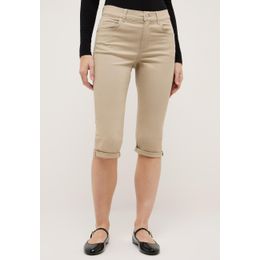 Slim-fit-Jeans Angels "CAPRI TURN UP", Damen, Gr. 34, N-Gr, sand used, Denim/Jeans, Obermaterial: 89% Baumwolle, 8% Polyester, 3% Elasthan, unifarben, slim fit kniebedeckend, Jeans Slim-fit-Jeans, im Five-Pocket Style