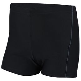 Badehose AQUARTI "Badehose Jungen Badehose Gestreift mit Motiven", Kinder, Gr. 152, N-Gr, schwarz (022 schwarz, grau), Obermaterial: 80% Polyester PES. 20% Elasthan EL., Badehosen Badehose