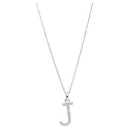 Kette mit Anh&auml;nger Smart Jewel "Buchstabe J mit Zirkonia Steine, Silber 925", silber, Halsketten, Damen, 45cm, Silber 925 (Sterlingsilber)