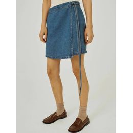 Midirock NORR "NORR Skirt Ninni", Damen, Gr. 34, medium blau denim, Obermaterial: 100% Baumwolle, R&ouml;cke