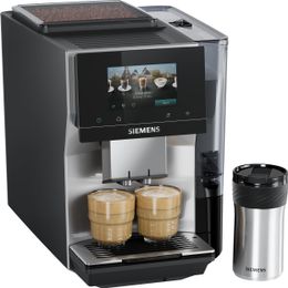 Siemens Kaffeevollautomat "TP725ET7", inox silber metallic, B:30,9cm H:38cm T:46,7cm, Kaffeevollautomaten, farbiges Full-Touch-Display, Doppeltassenfunktion, sehr leise, silber, Kaffeevollautomat