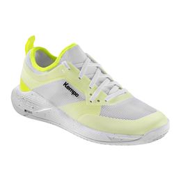 Hallenschuh Kempa "Hallen-Sport-Schuhe Kourtfly W", Herren, Gr. 4,5, wei&szlig; (wei&szlig;, fluo gelb), Obermaterial: 100% Textilmaterial TEXMAT., Schuhe Hallenschuh