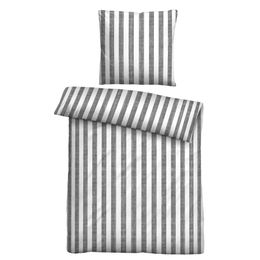 Bettw&auml;sche Biberna Gr. 1, grau, B/L: 135cm x 200cm, Seersucker, B/L: 80cm x 80cm, 1, Seersucker, 100% Baumwolle, Bettw&auml;sche, Bettw&auml;sche
