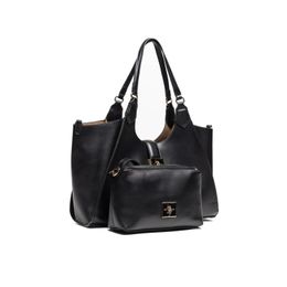 Tragetasche U.S. Polo Assn. "MARGARET DOUBLE HANDLE BAG Damen", Damen, Gr. B/H/T: 16cm x 25cm onesize, schwarz, Polyurethan, Taschen, Tragetasche Damen, Shopper, Einkaufstasche, Fashion, Lifestyle, Sale
